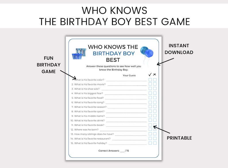 Who Knows the Birthday Boy Best Game Printable, Birthday Party Games ...