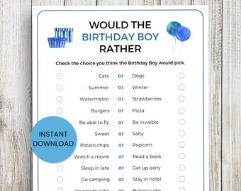 Who Knows the Birthday Boy Best Game Printable, Birthday Party Games ...