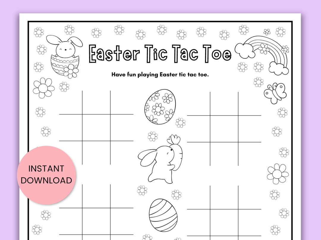 Easter Tic Tac Toe Game Coloring Page, Kids Easter Gift, Easter Games ...