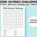 200k Savings Challenge Printable PDF, 200 000 Money Savings Tracker Log ...