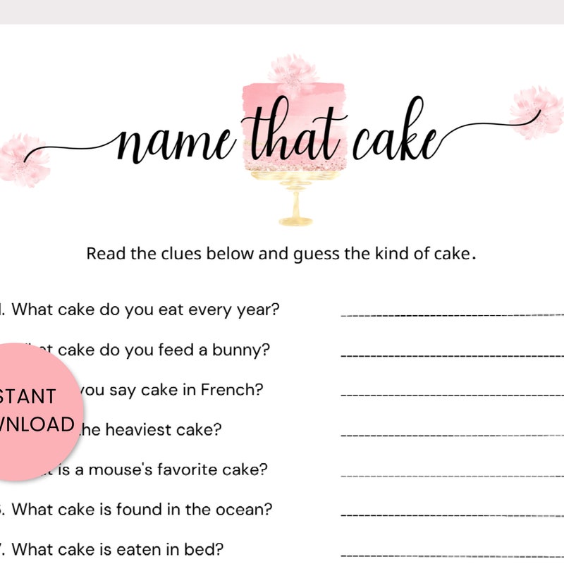 Name That Cake Game - Etsy