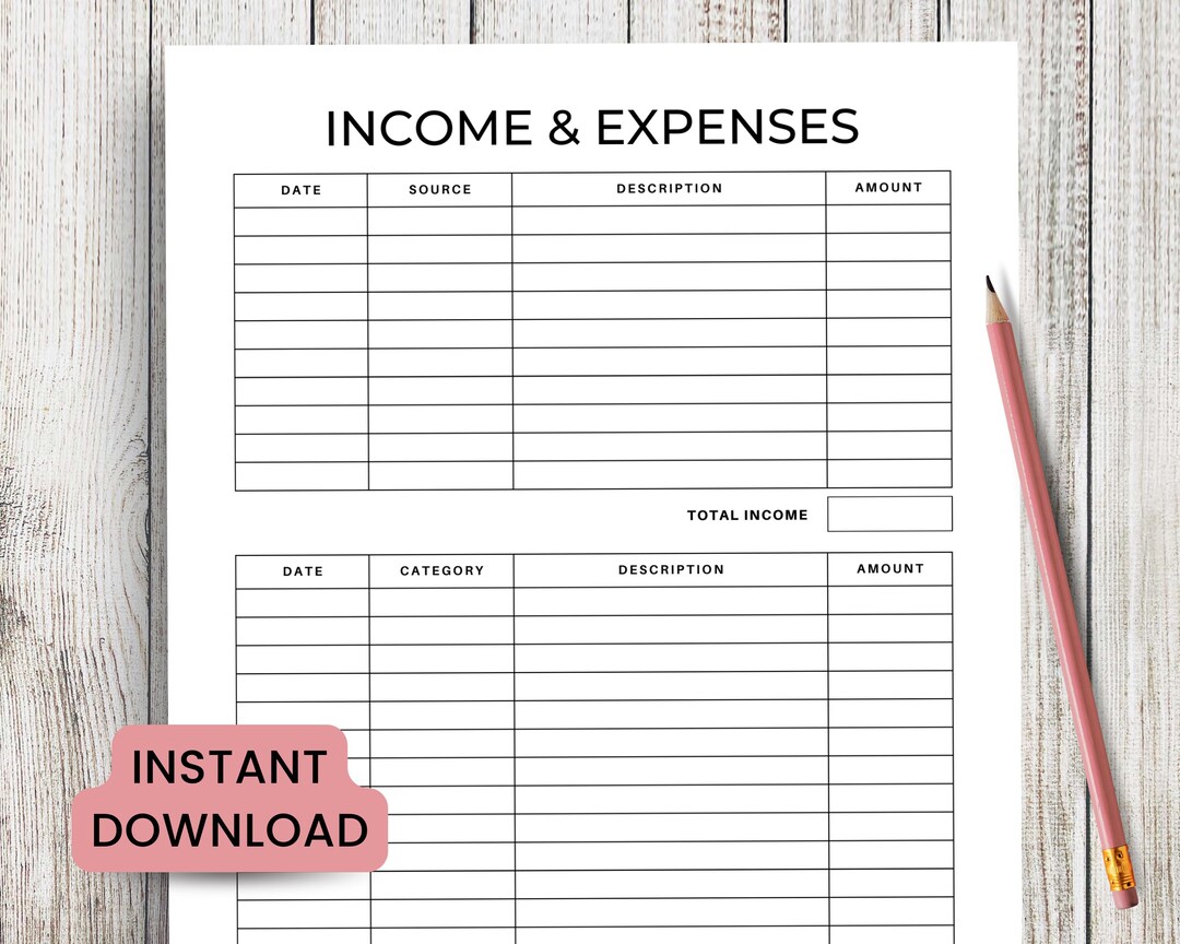 Income and Expense Tracker Printable, Income Expense Template, Personal ...