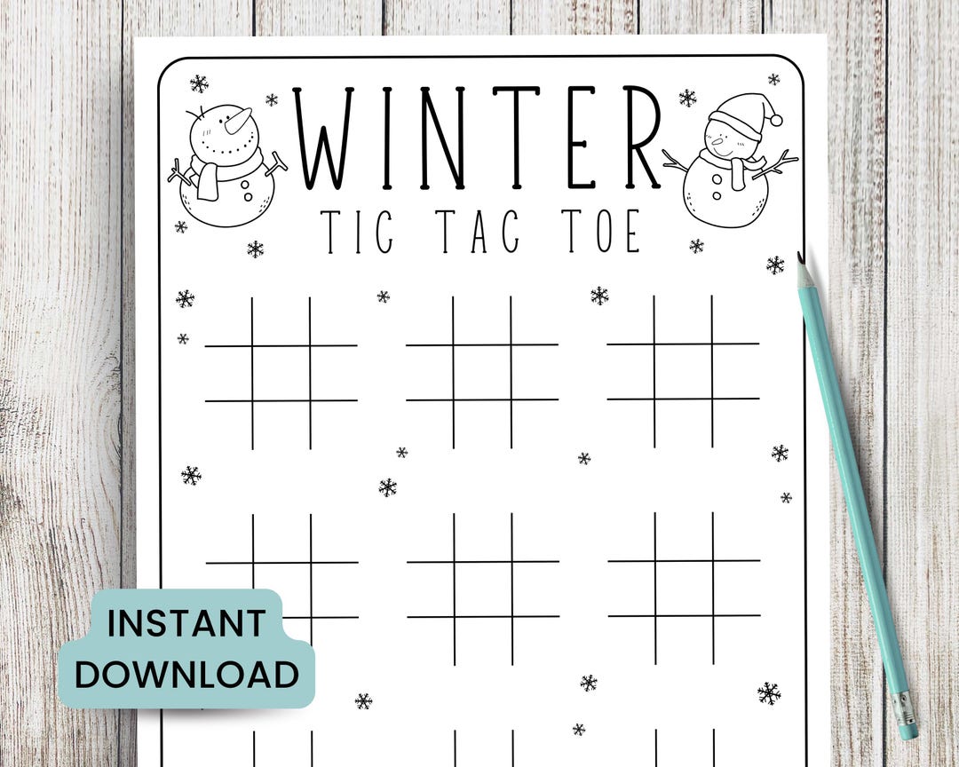 Winter Tic Tac Toe Printable Game, Winter Games for Kids, Winter Party ...
