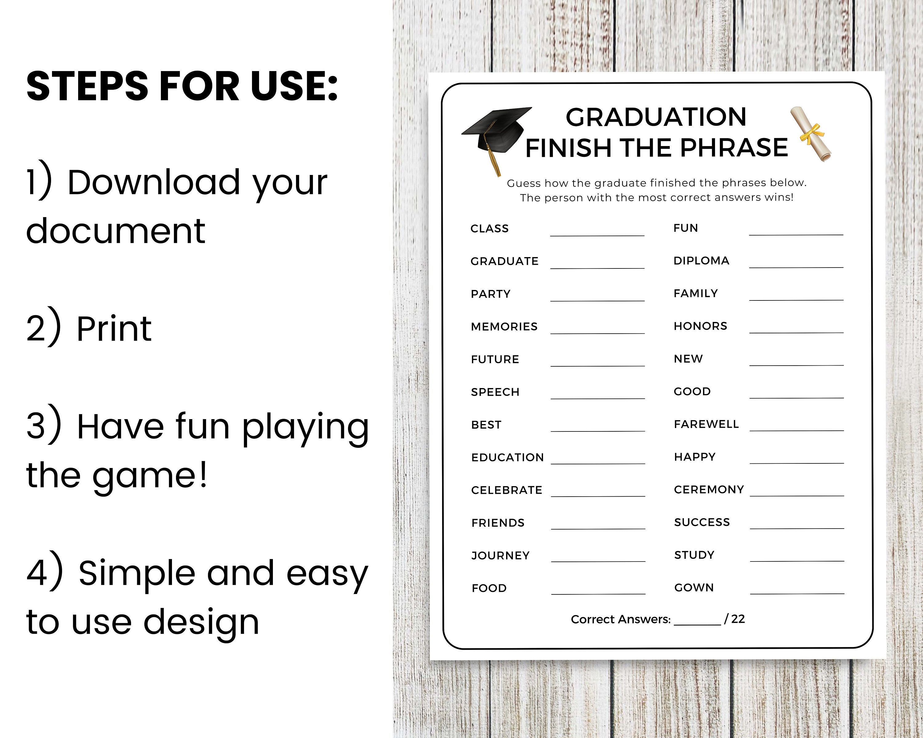 Graduation Finish the Phrase, Graduation Games, Finish My Phrase ...