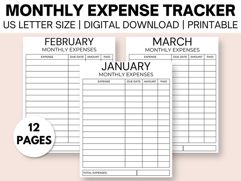 Monthly Expense Tracker Printable, Spending Tracker, Expense Log ...