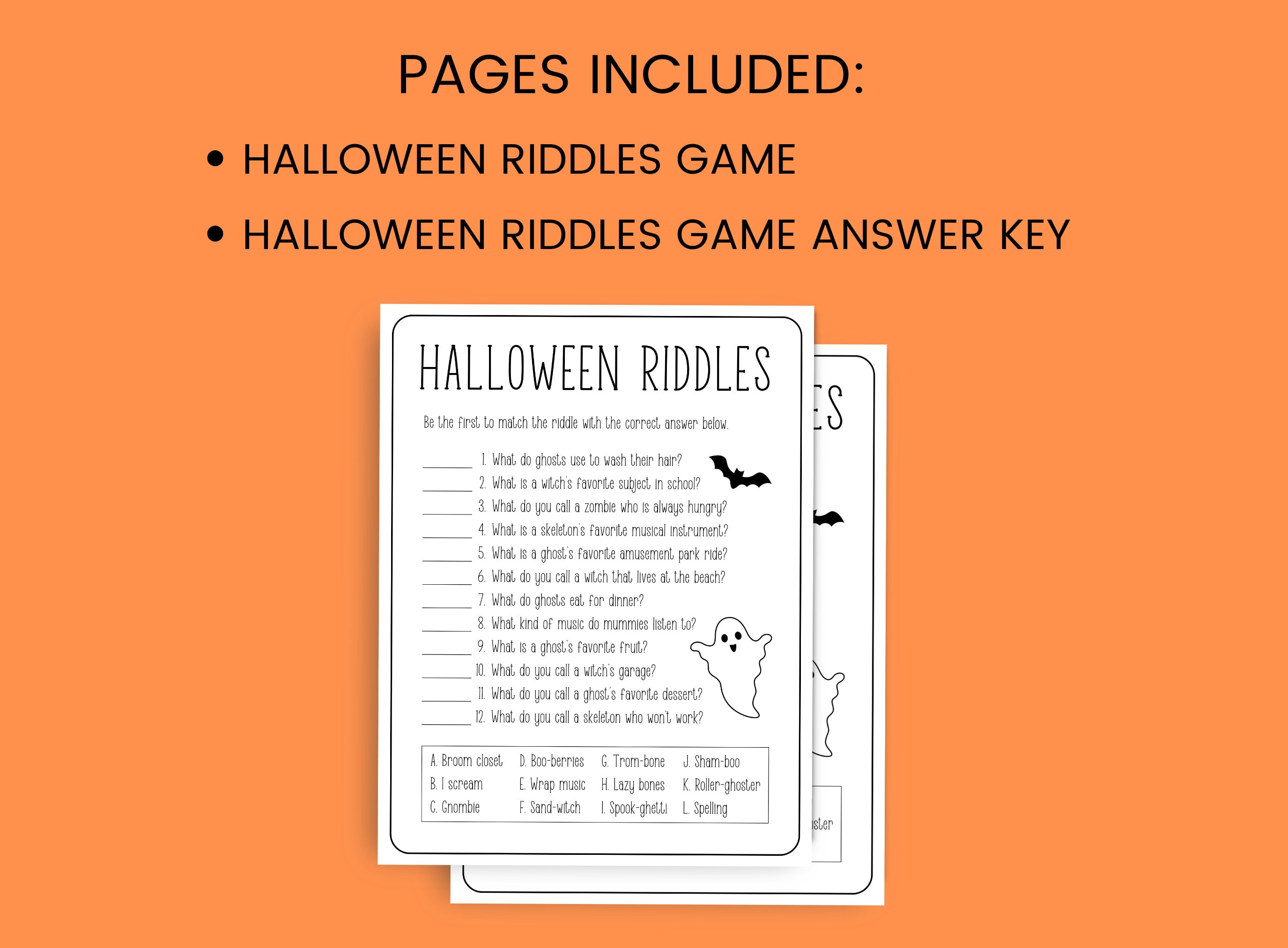 Halloween Riddles With Answers, Riddle Me This, Game for Kids, Game ...