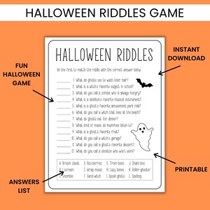Halloween Riddles With Answers, Riddle Me This, Game for Kids, Game ...