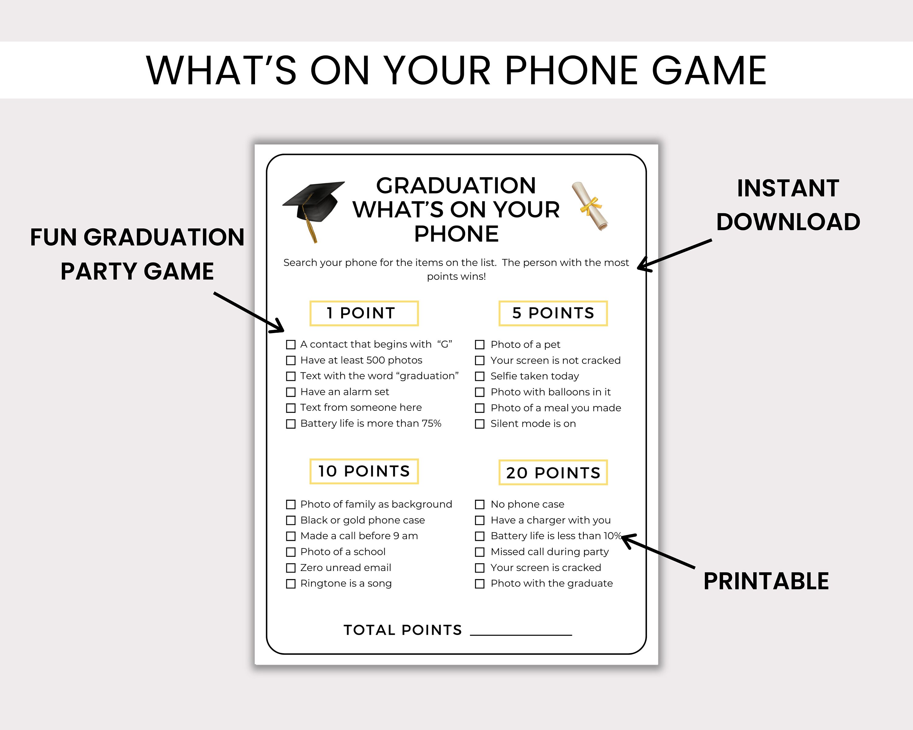 What's on Your Phone Game, Graduation Games, Graduation Party, Group ...