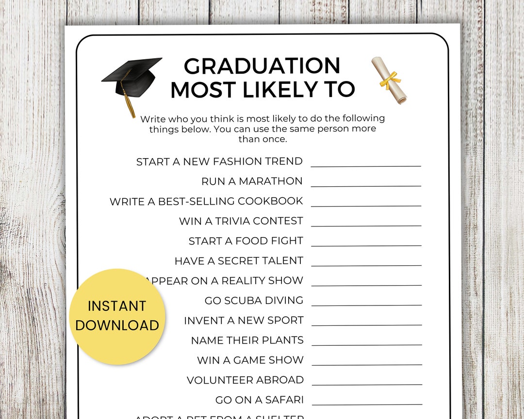 Most Likely to Game, Graduation Games, Graduation Party, Group Games ...
