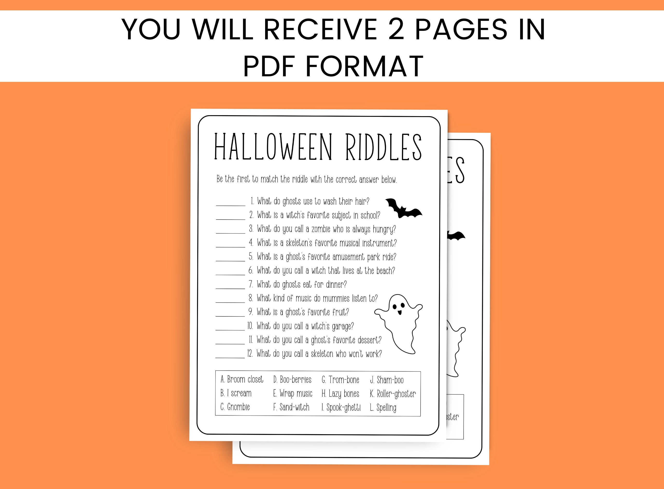 Halloween Riddles With Answers, Riddle Me This, Game for Kids, Game ...