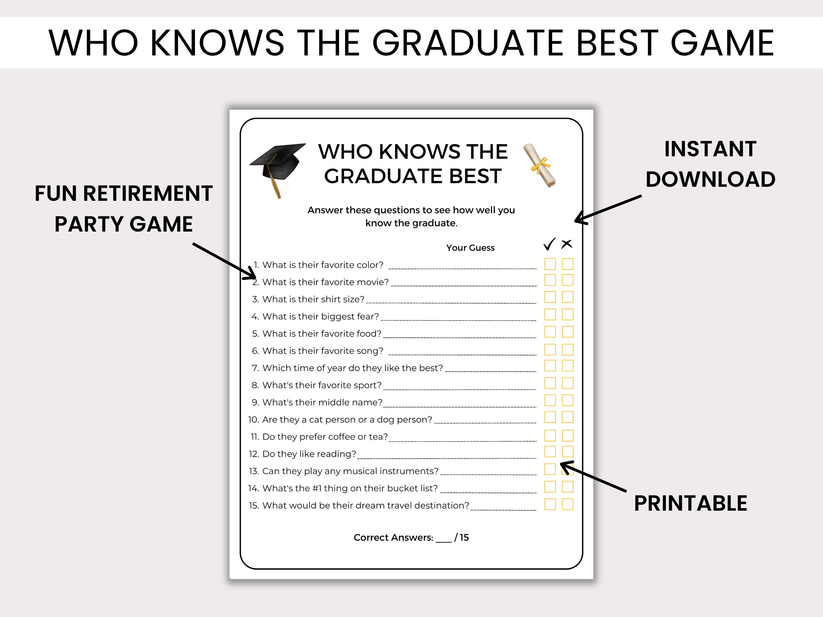 Who Knows the Graduate Best Game, Graduation Party Game, 2025 Grad ...