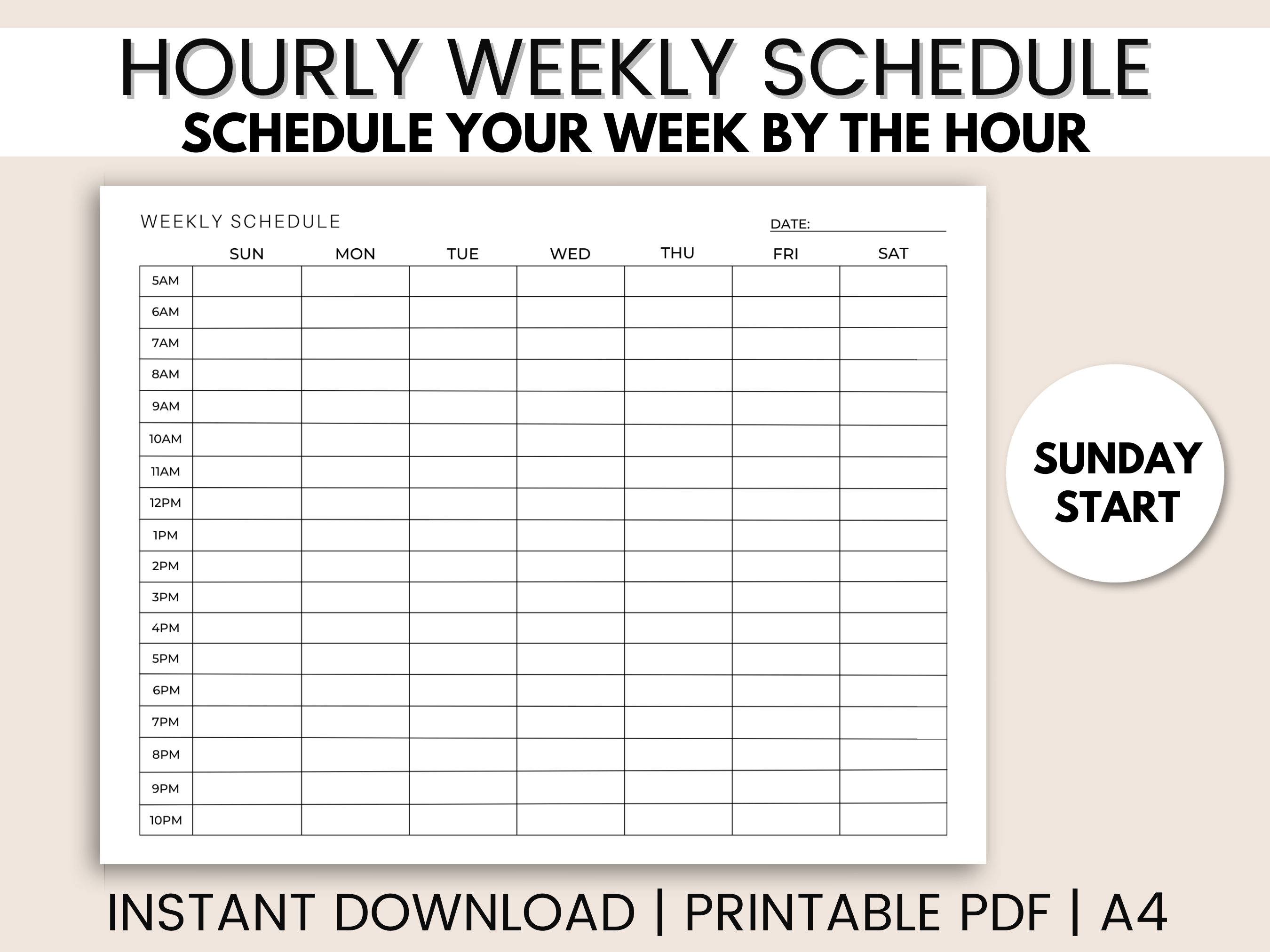 Hourly Schedule, Blank Calendar Weekly, Employee Work Schedule ...