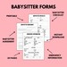 Babysitting Forms, Checklist, Information Sheets, Planner Schedule ...