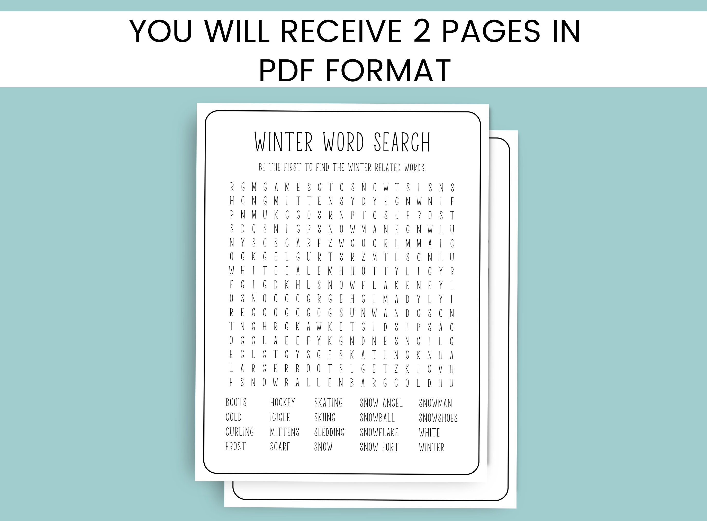 Winter Word Search Puzzle Printable With Answers Word Game - Etsy