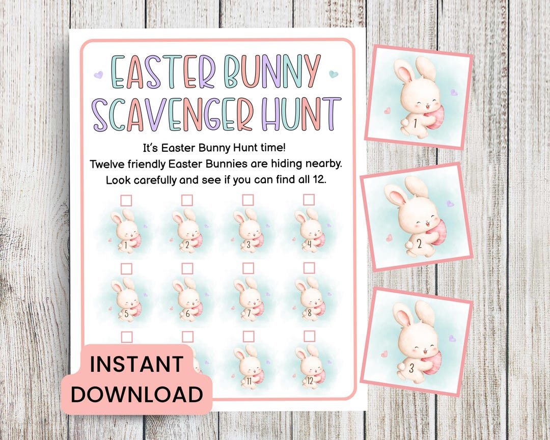 Easter Bunny Scavenger Hunt Game, Printable Party Game, Family Game ...