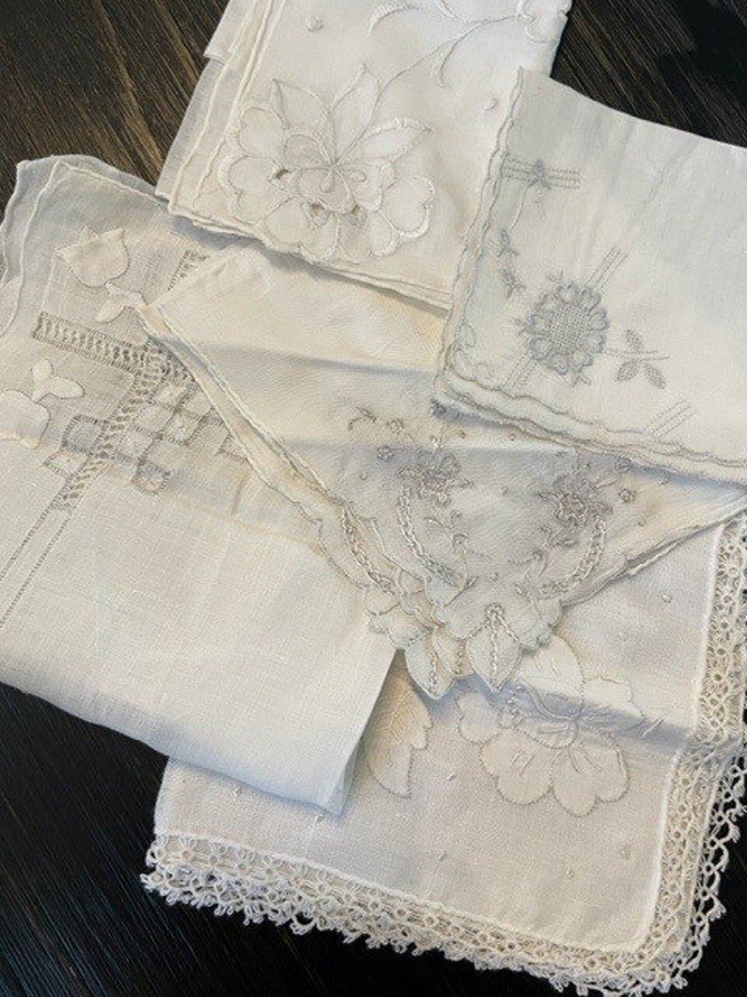 Set of 5 Beautiful White Vintage Handkerchiefs in Perfect Condition - Etsy