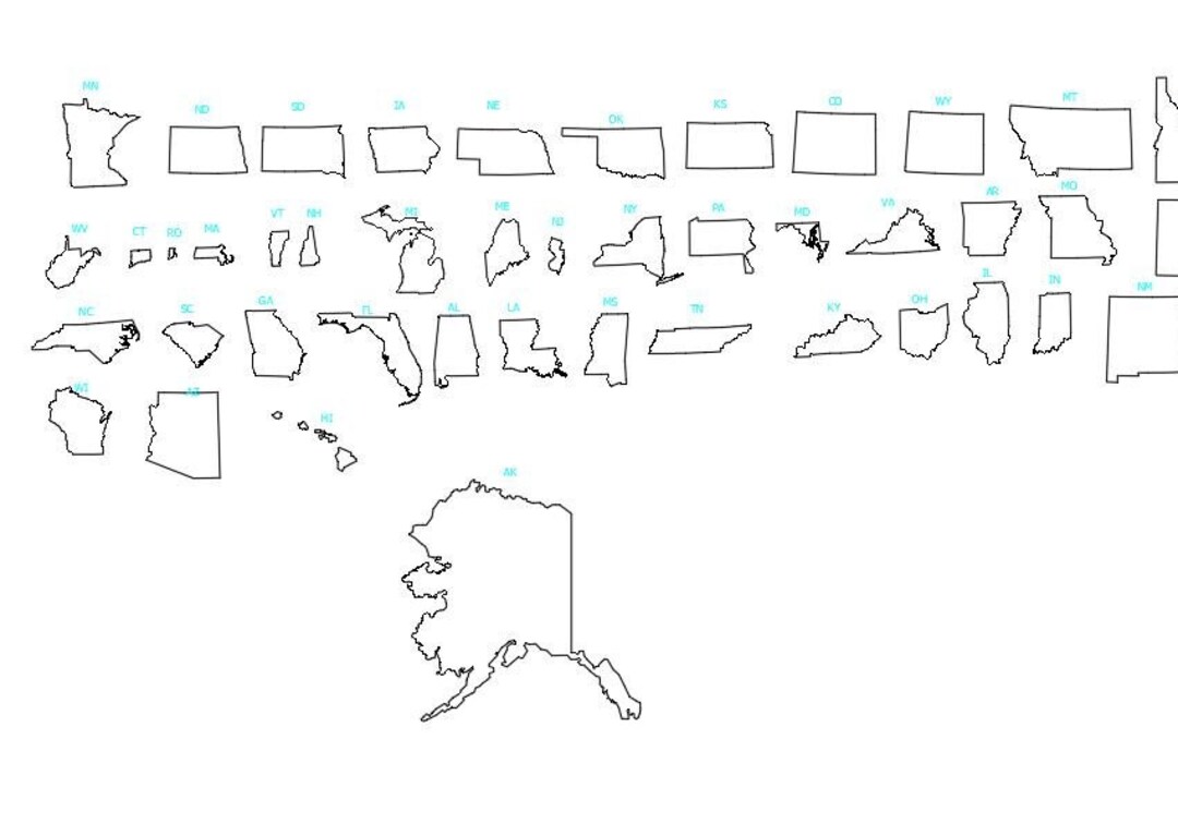 Vector File of All 50 States, State Svg, Usa Svg, Vector Files - Etsy