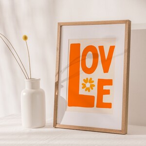 Retro Love Print, Word Art Graphic Poster, Bold Typography, Inspire ...