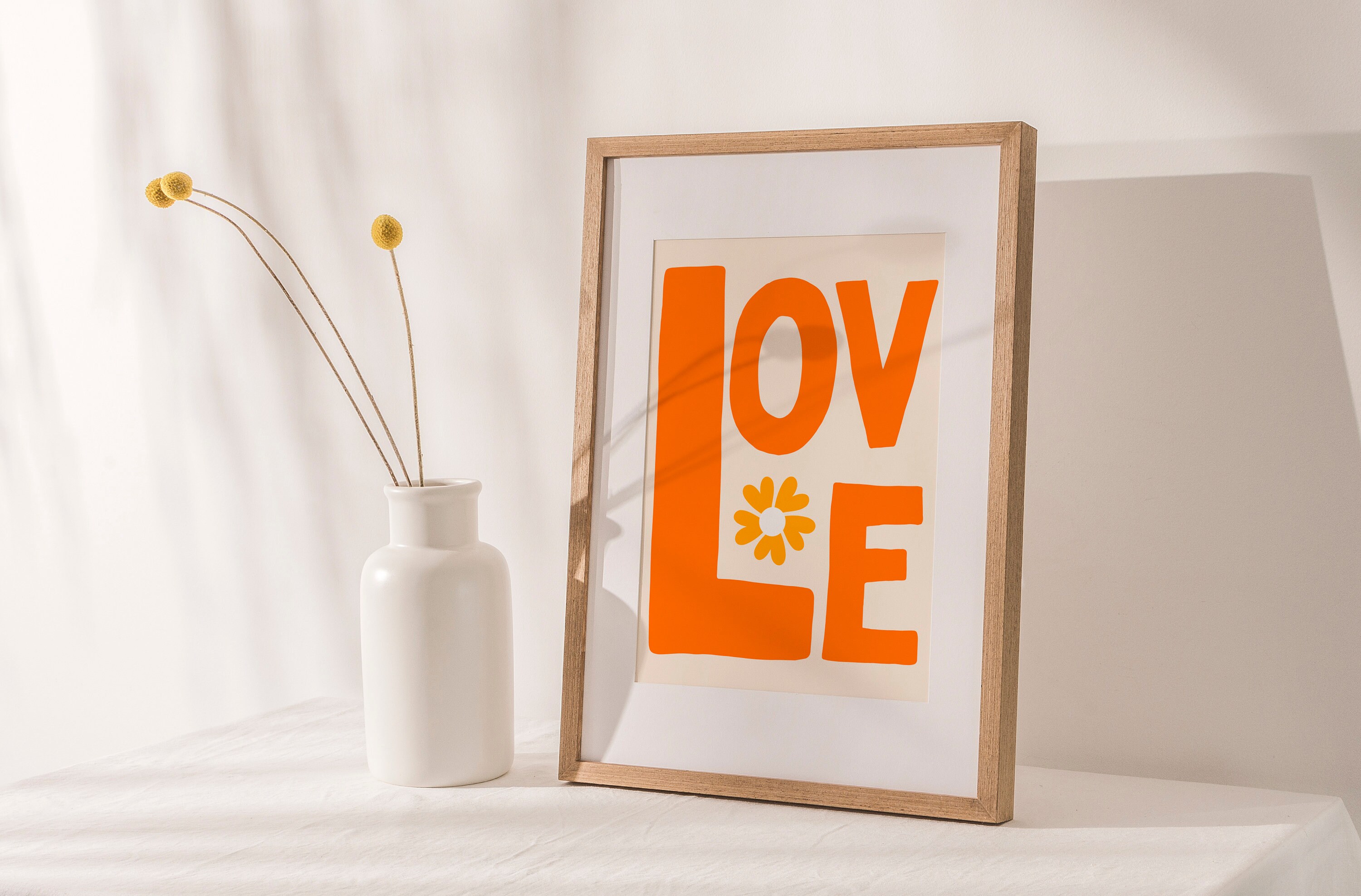 Retro Love Print, Word Art Graphic Poster, Bold Typography, Inspire ...