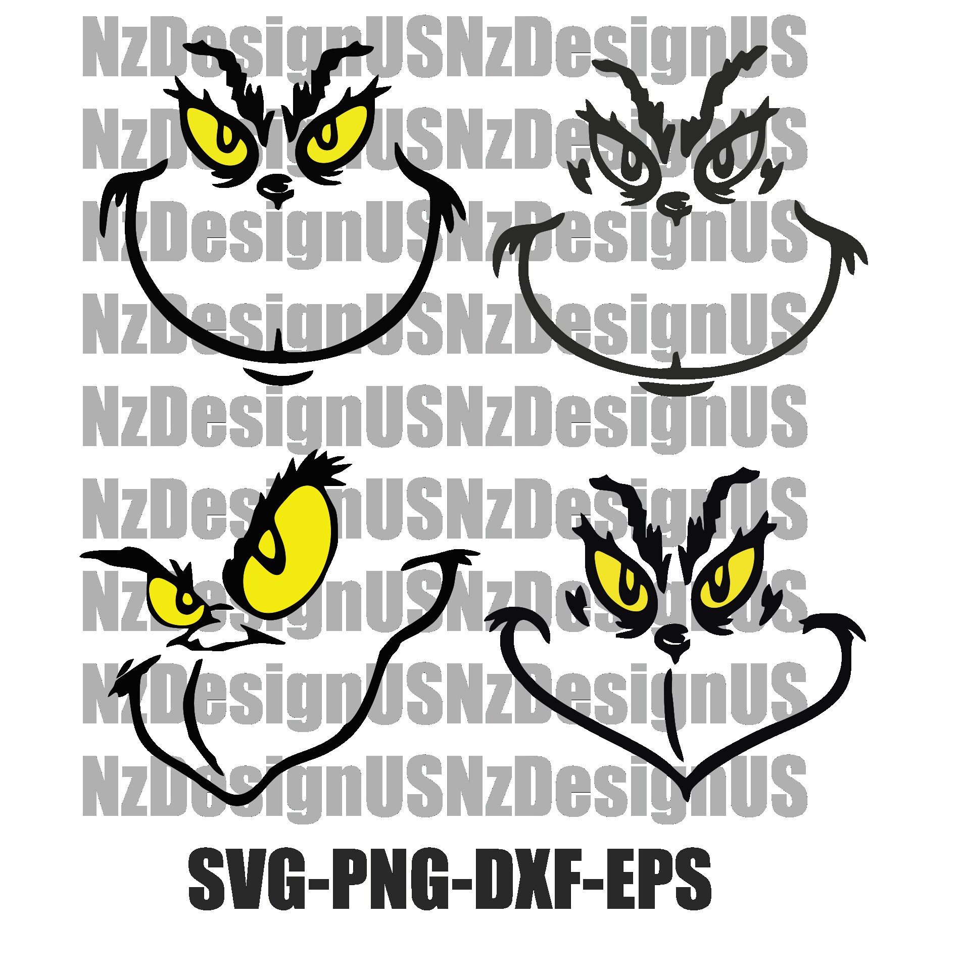 Grinch Face SVG Bundle Grinch Outline Svg Grinch Face PNG - Etsy