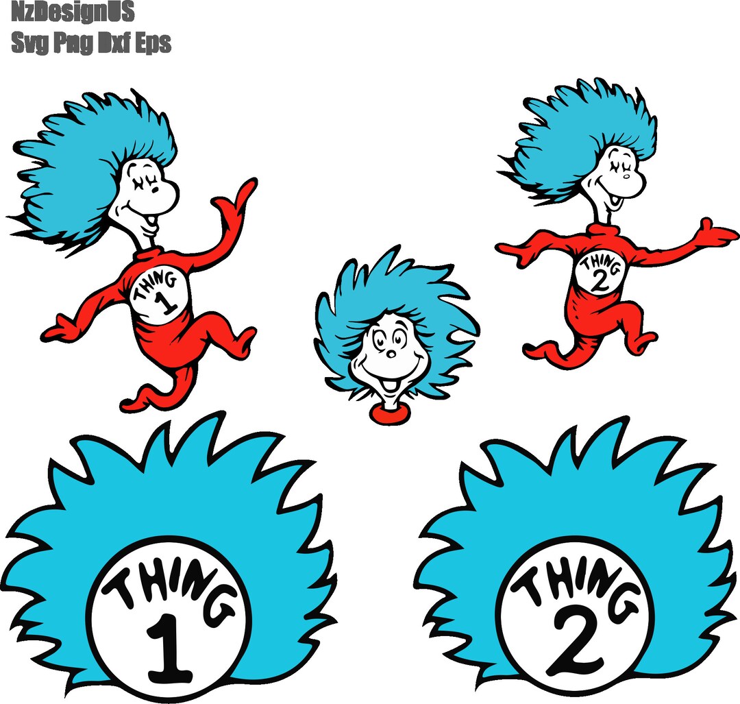 Dr seuss svg bundle , Thing 1 svg, Thing 2 svg , kids svg , archivos ...