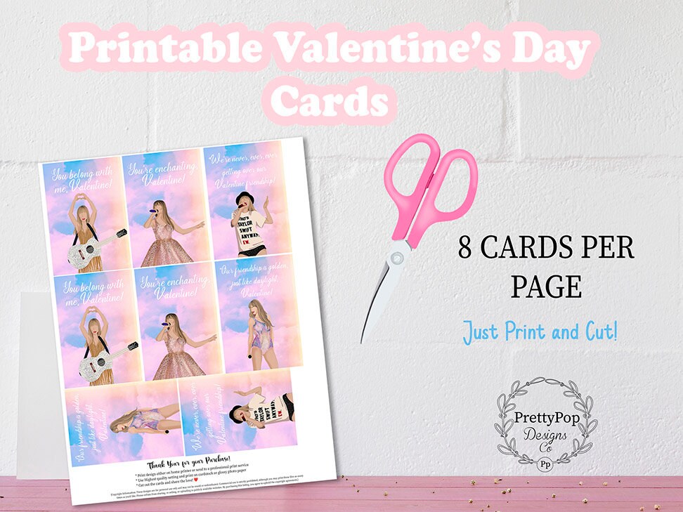 Swiftie Valentine Cards, Taylor Swift Inspired Printable Classroom ...