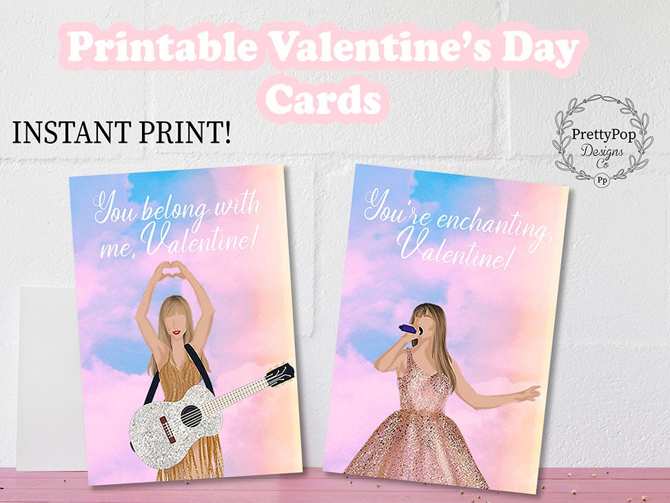 Swiftie Valentine Cards, Taylor Swift Inspired Printable Classroom ...