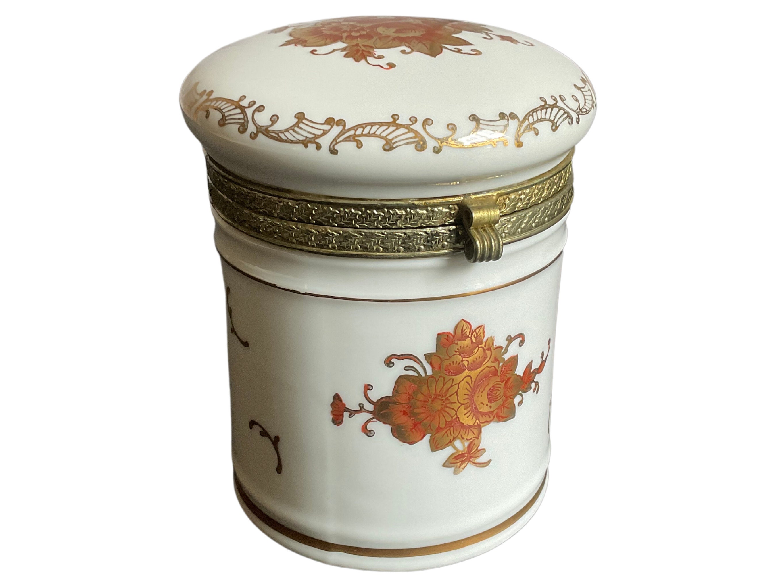 19th Century Victorian Style Porcelain Lidded Trinket Jar Canister ...