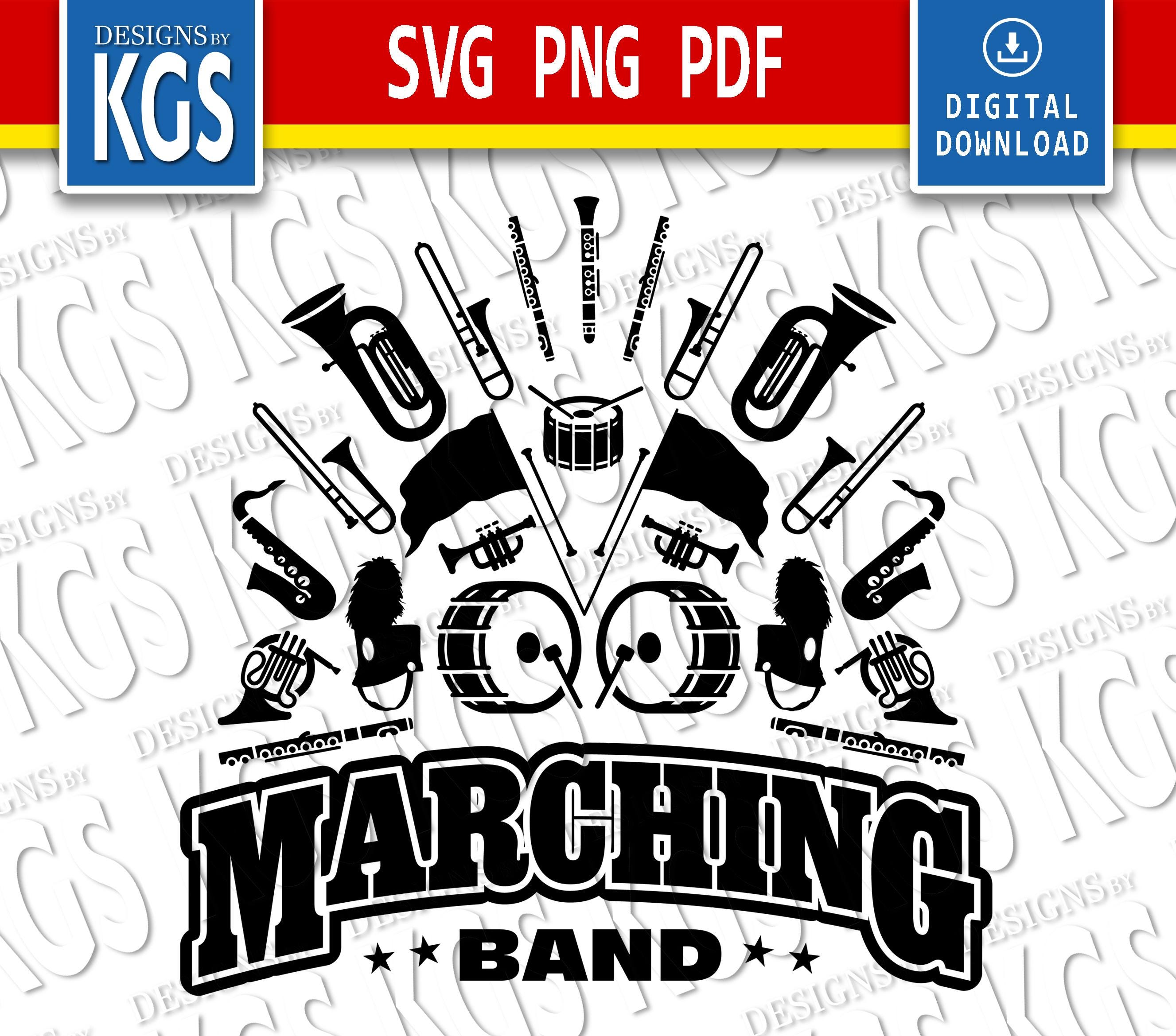 Marching Band! | 1 Color Design With Multiple Instruments | PDF, SVG ...