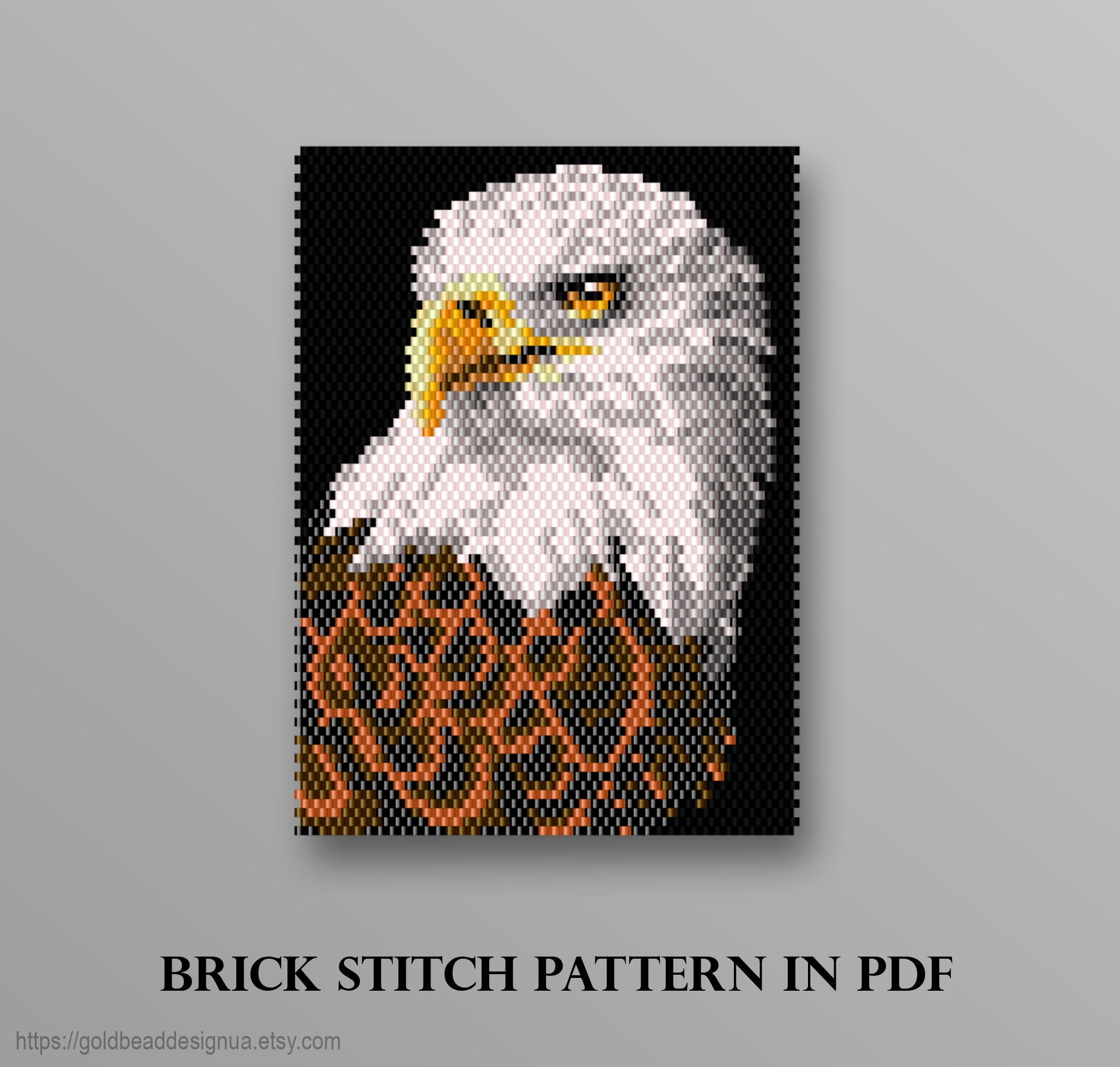 Bald Eagle Brick Stitch Pattern for Beading, Seed Bead Pattern, Beading ...