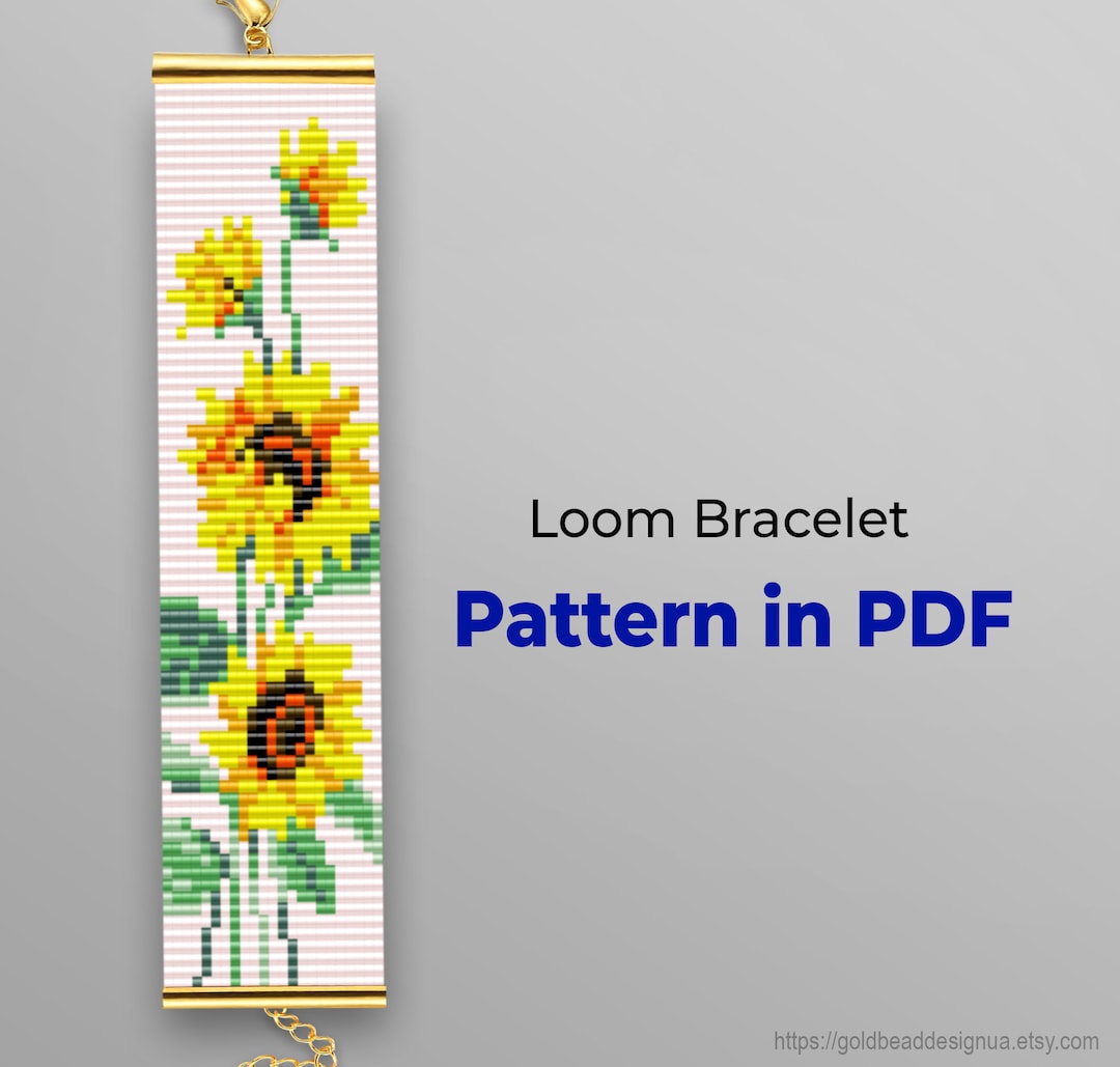 Sunflower Loom Bracelet - PDF Pattern. Bead Loom Pattern. Seed Bead ...