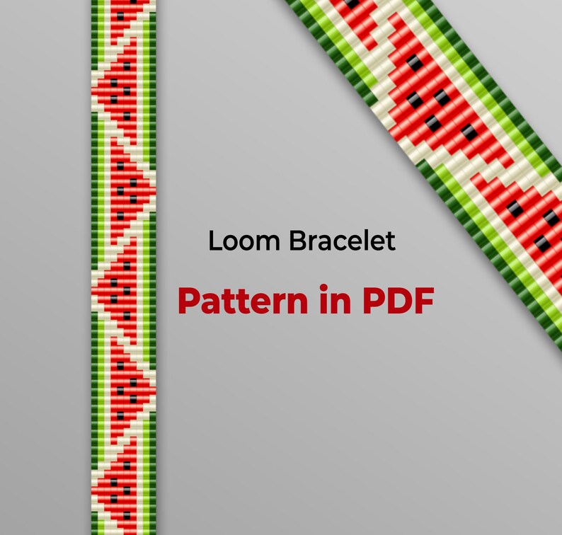 Watermelon Slices Loom Bracelet PDF Pattern. Bead Loom Pattern, Seed ...