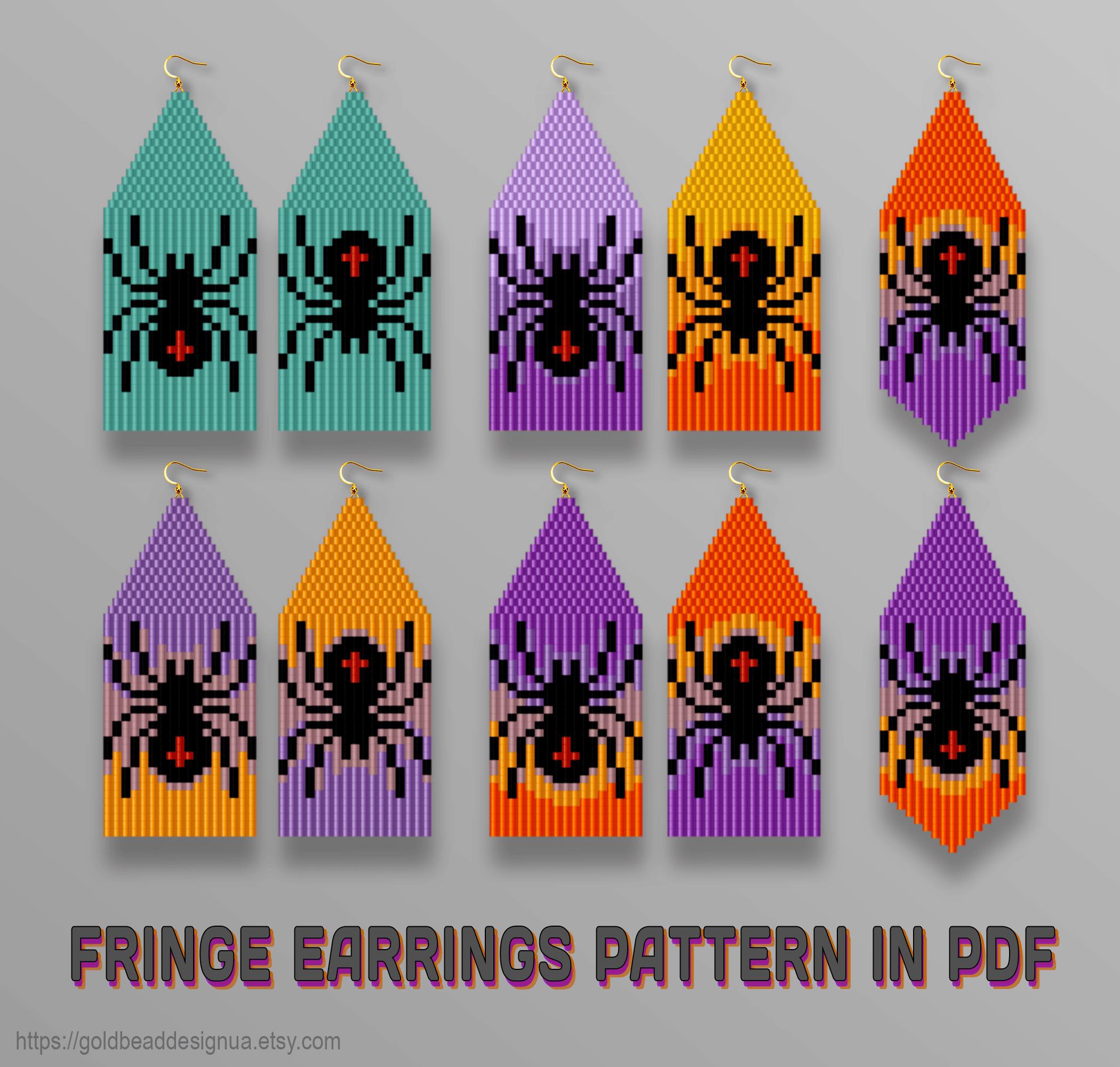 Spider Fringe Beaded Earrings Pattern: Halloween DIY Jewelry (PDF ...