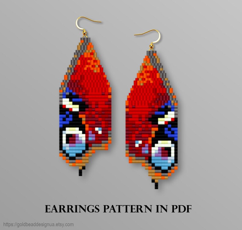 Peacock Butterfly Wing Earrings PDF Pattern for Beading, Butterfly ...