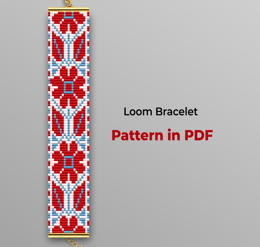 Ukrainian Floral Ornament Loom Bracelet PDF Pattern. Bead Loom Pattern ...