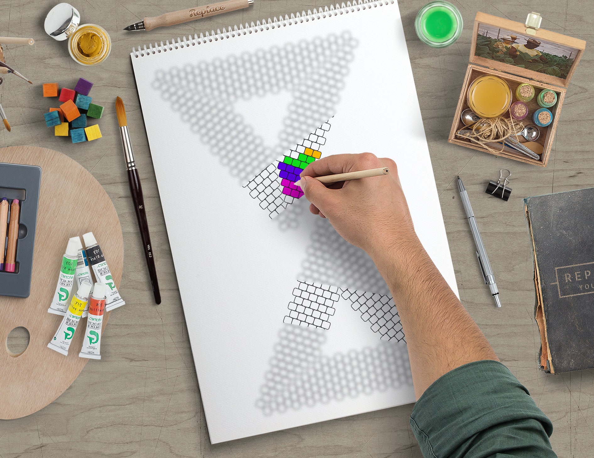 Peyote Stitch Graph Paper Templates, Beadwork Design (digital Download ...