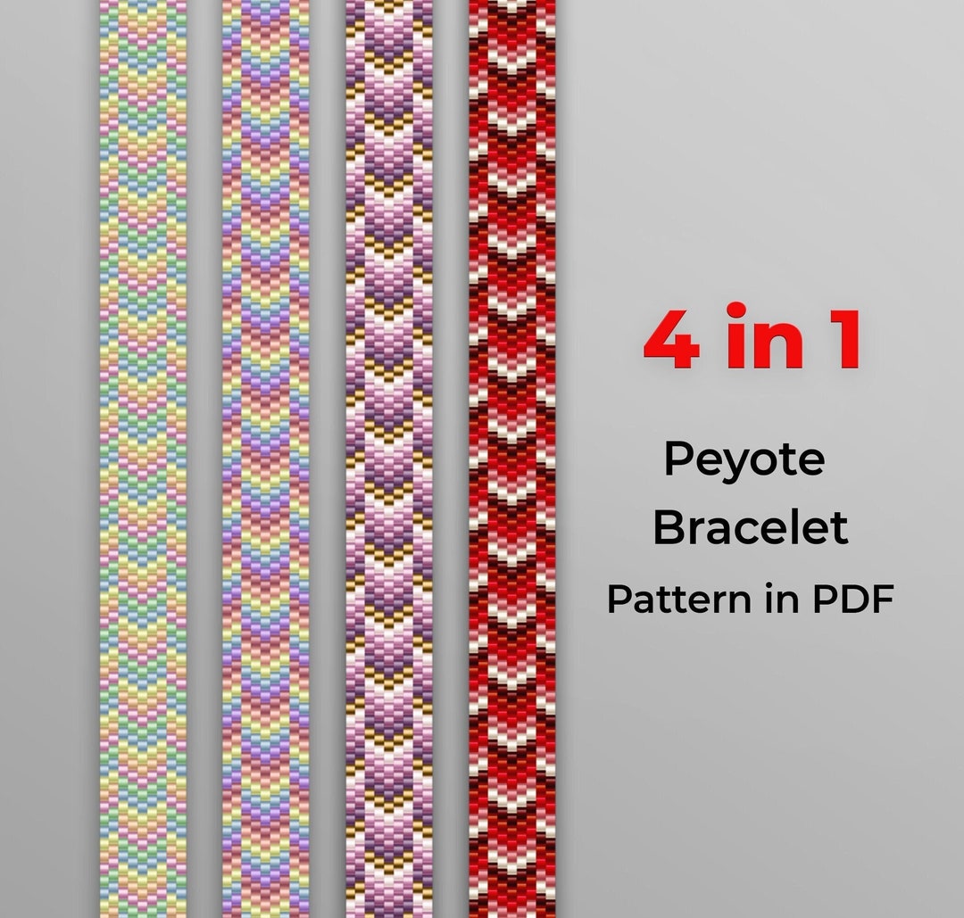 4 Peyote Bracelets - PDF Beading Pattern, Instant Download, Simple ...