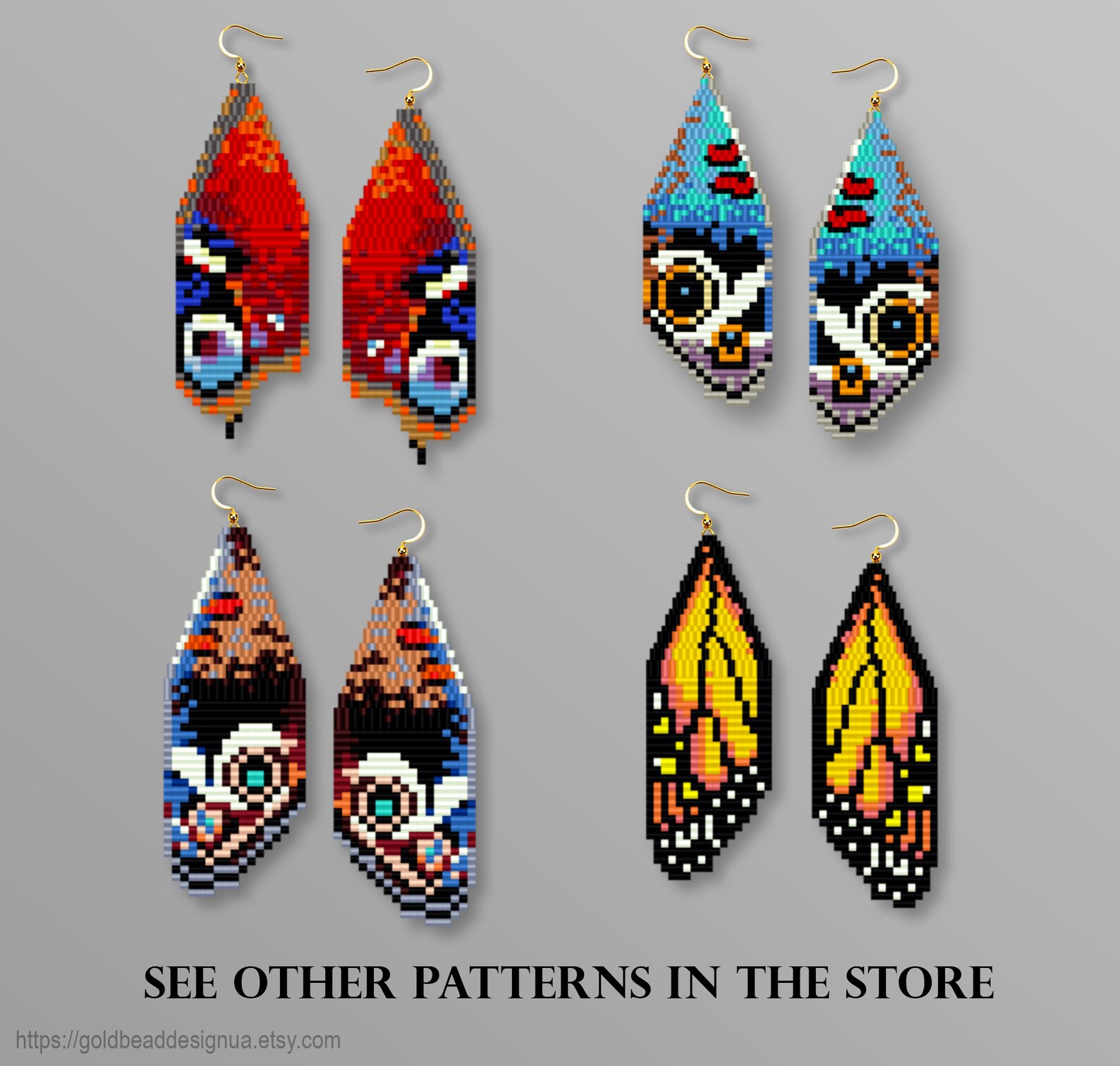 Butterfly Wing Earrings PDF Pattern for Beading, Butterfly Earrings ...