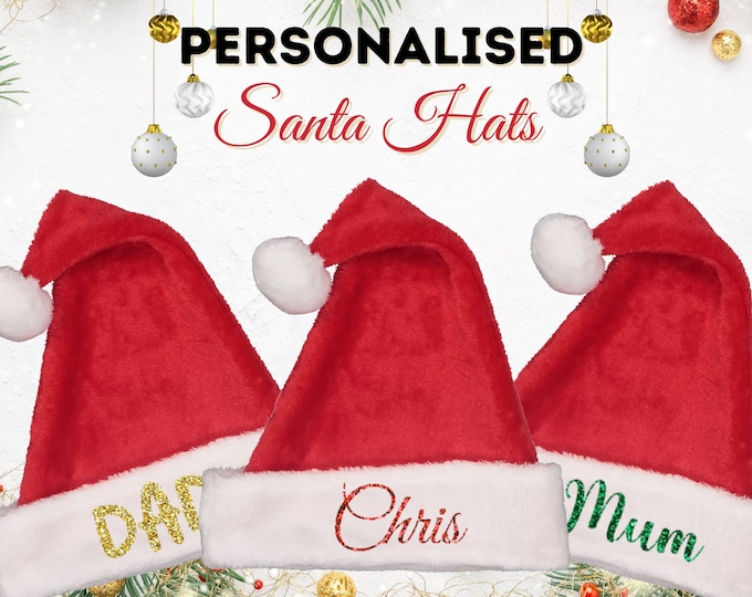 Personalised Santa Hat | Matching Hats | Christmas Parties | Christmas ...