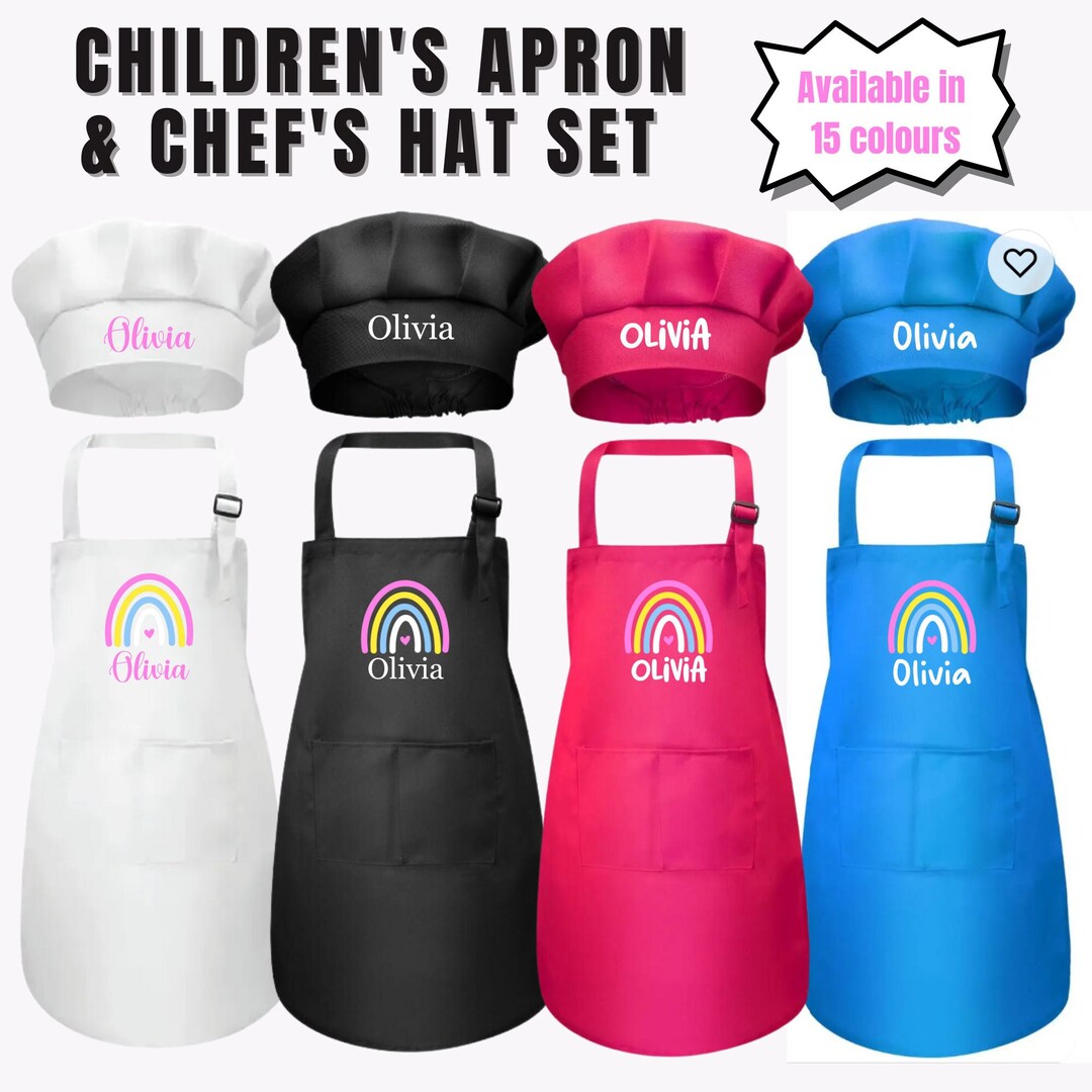 Kid's Personalised Aprons | Rainbow Kids Apron | Junior Chef | Painting ...