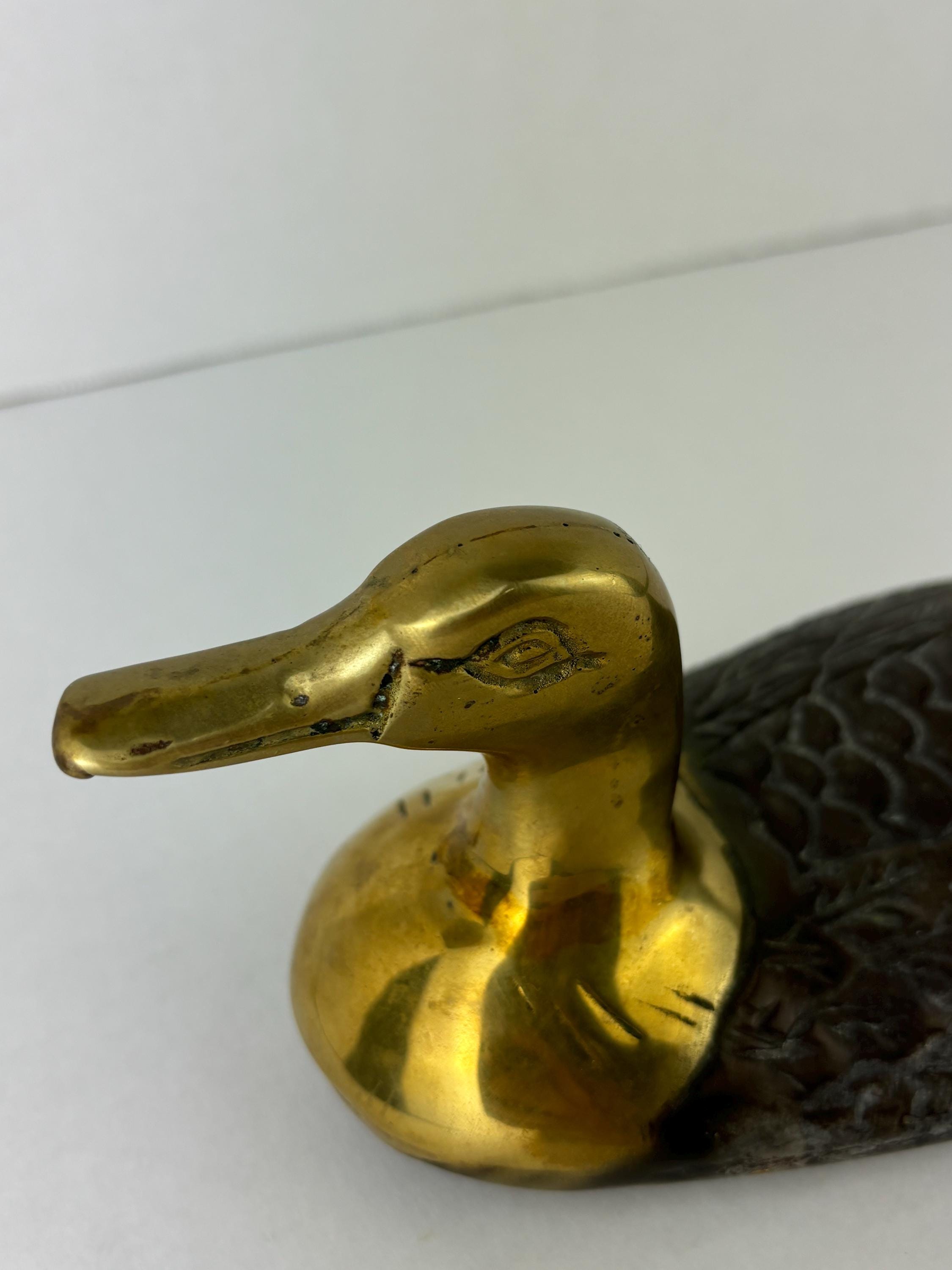 Vintage BRASS DUCK, Heavy, Solid Brass Mid-century Duck Figurine, Cabin ...