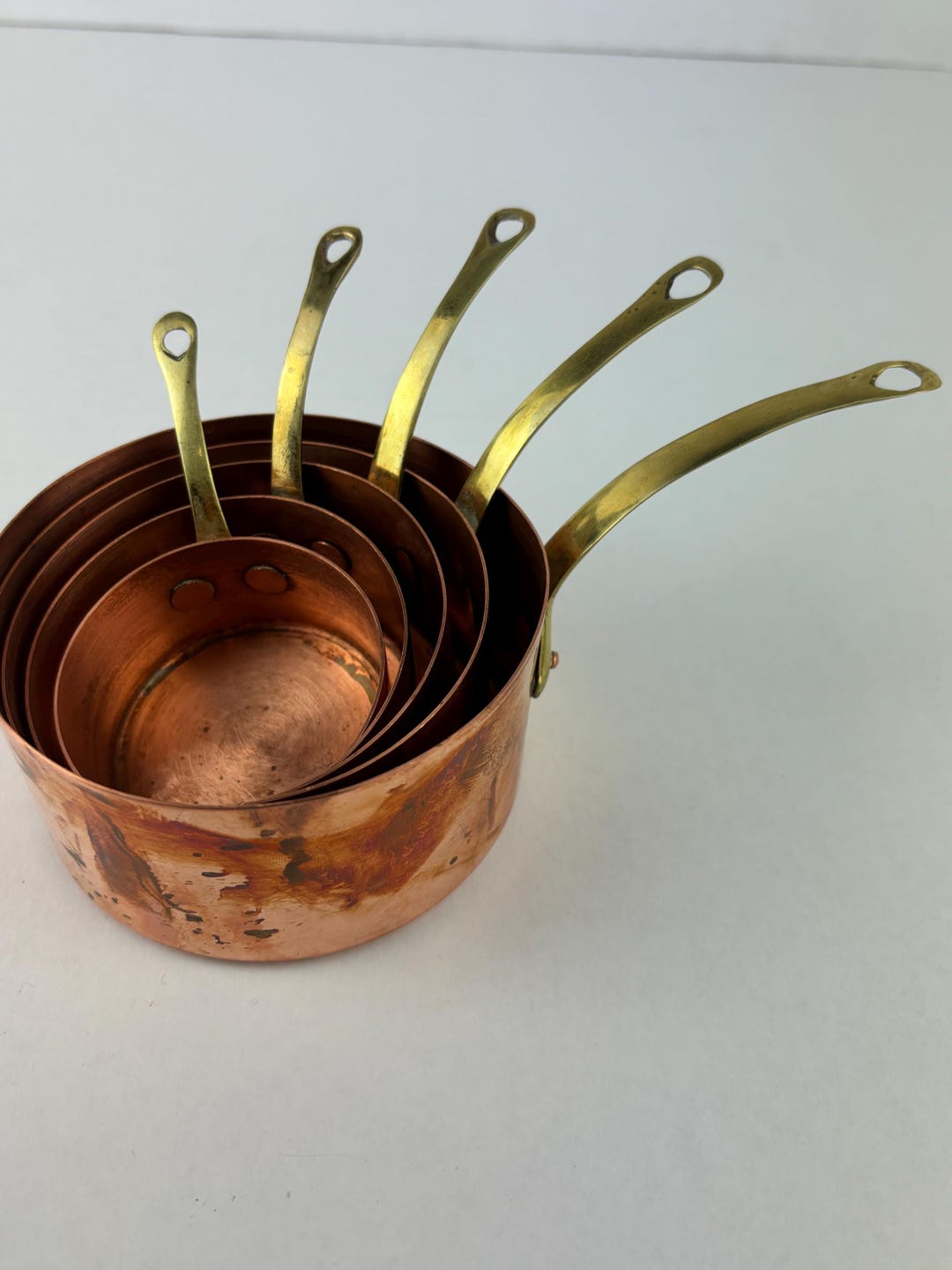 European Vintage Copper & Brass Measuring Cup Set of 5-rare - Etsy