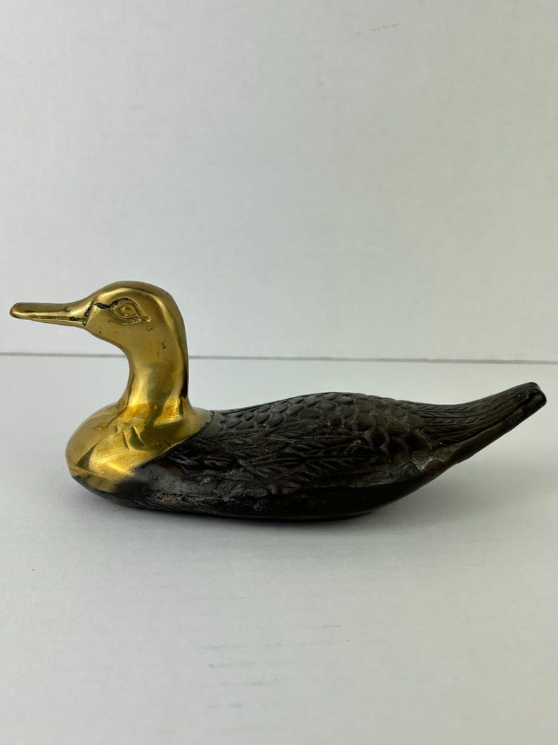 Vintage BRASS DUCK, Heavy, Solid Brass Mid-century Duck Figurine, Cabin ...