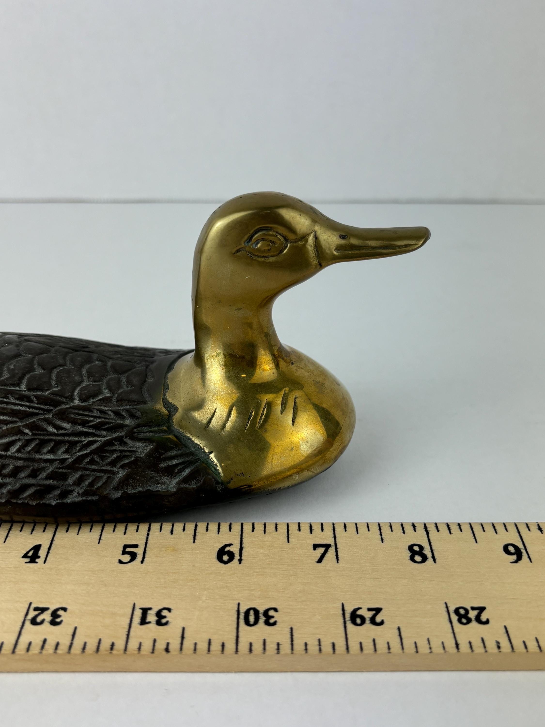 Vintage BRASS DUCK, Heavy, Solid Brass Mid-century Duck Figurine, Cabin ...