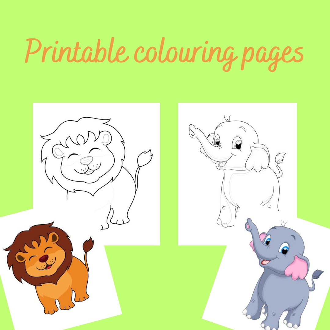 Printable Coloring Pages | Animal Prints | Digital Download - Etsy