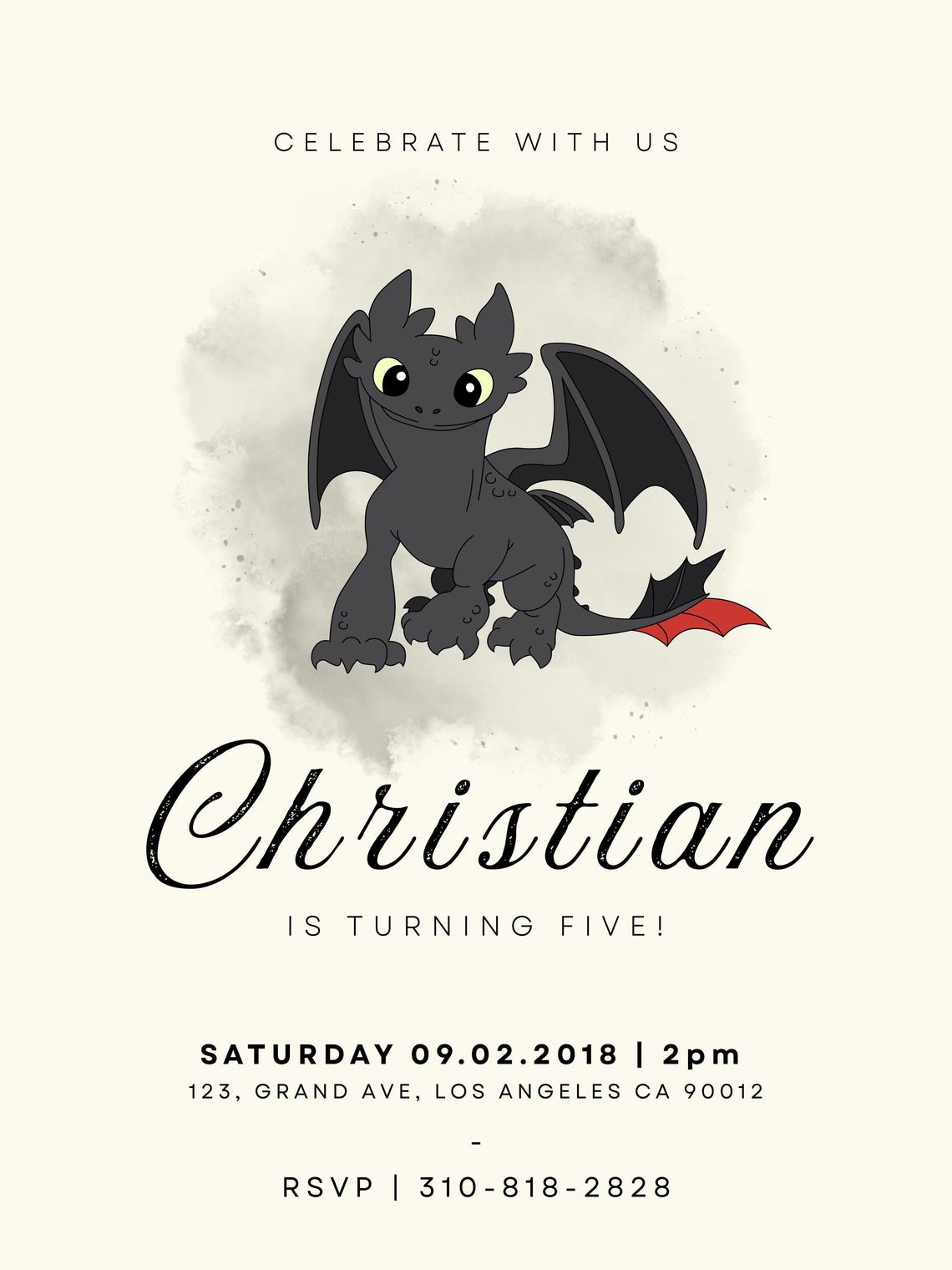 Toothless Dragon Birthday Invitation Template, Canva Editable Digital ...