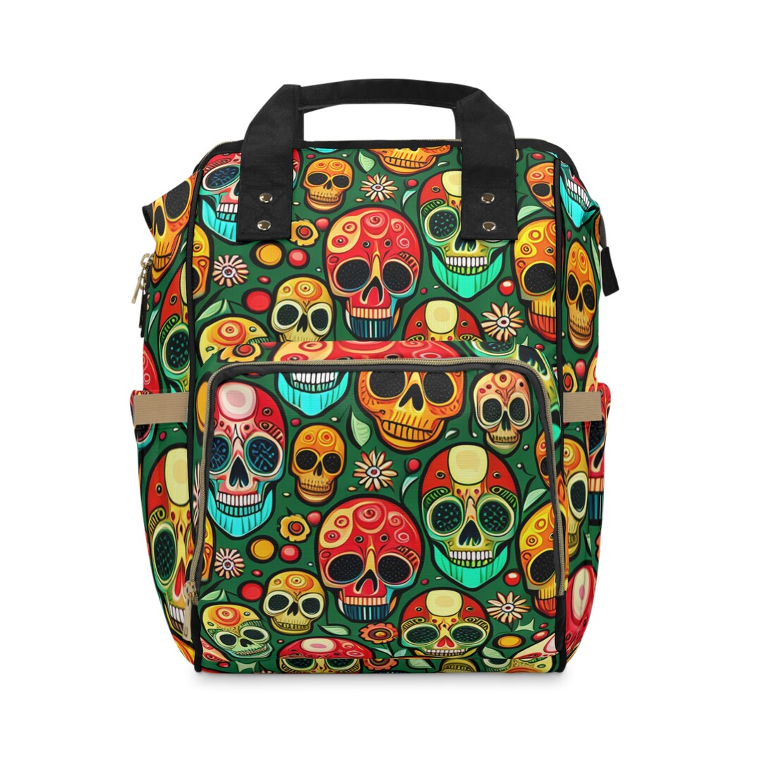 Skull Diaper Bag, Multifunctional Diaper Backpack, Colorful Skulls ...