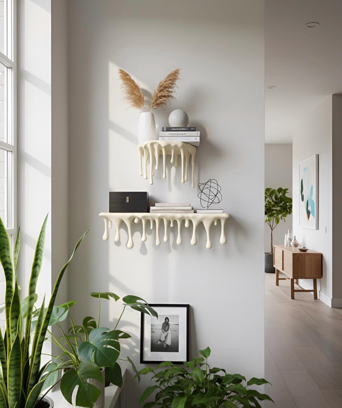 2 Dripping Floating Wall Shelf Set – 3D Printed Melting Shelf ...