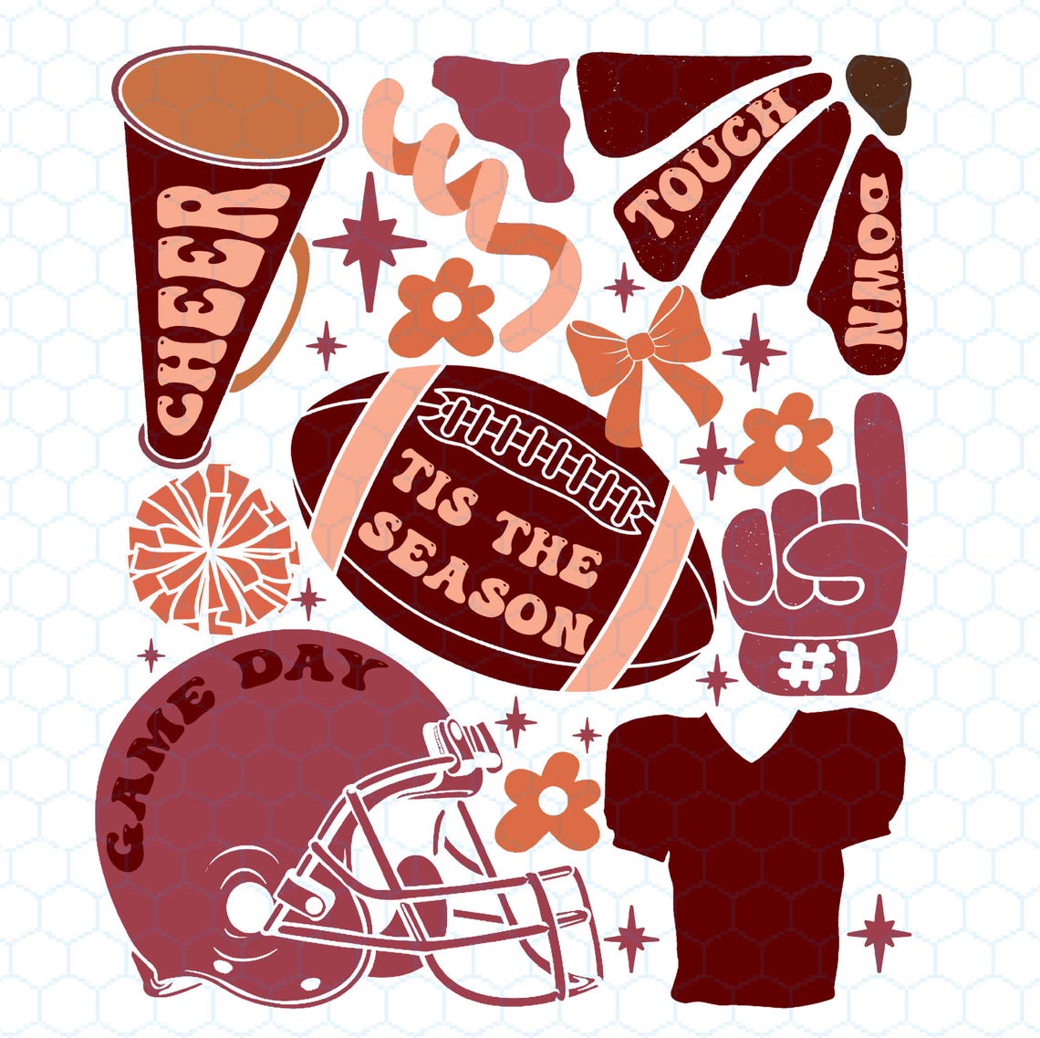 Football Season PNG Trendy Retro and Touchdown Game Day Design - Etsy