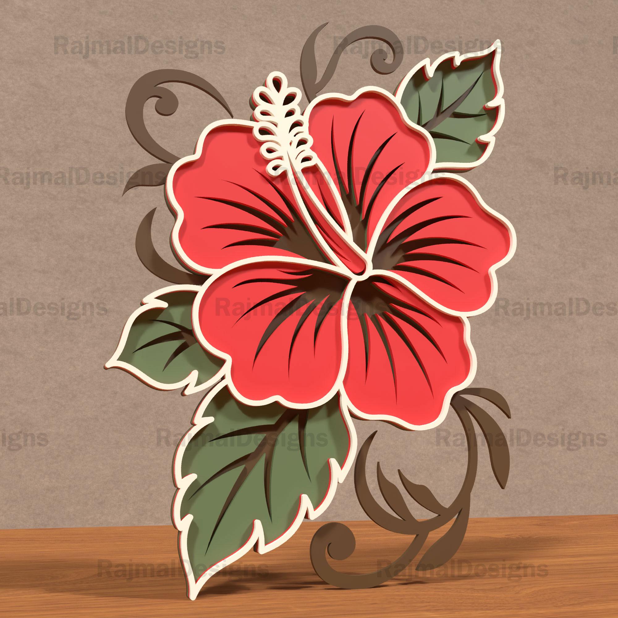 Hibiscus Flower Digital File, Svg Laser Cut, Floral Wall Decor Art - Etsy